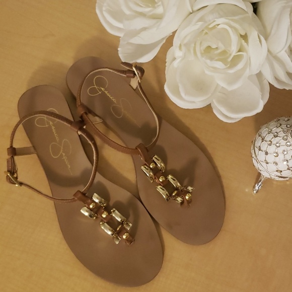 Jessica Simpson | Shoes | Jessica Simpson Gold Brown Dress Sandals 75 ...